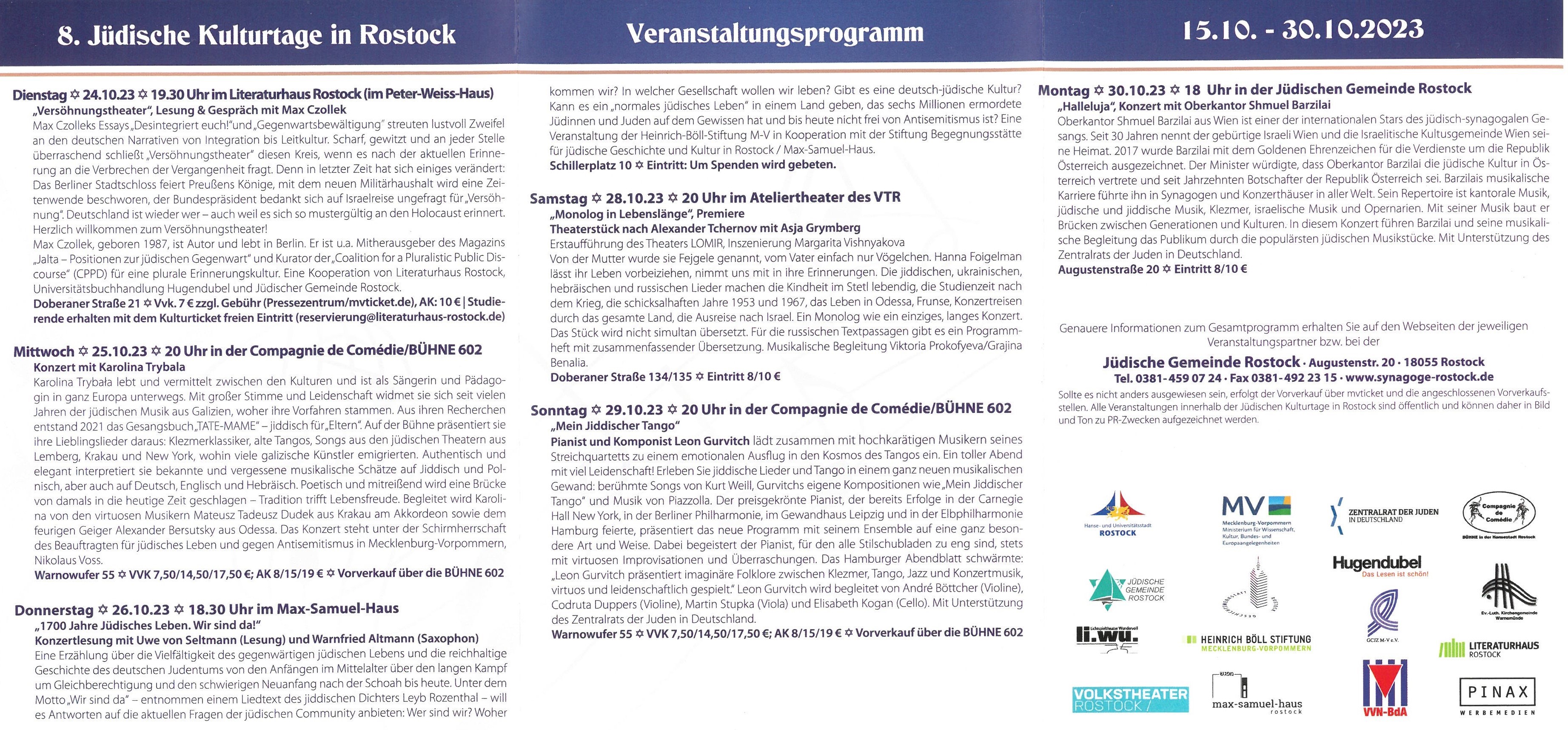 8. jüdische Kulturtage in Rostock